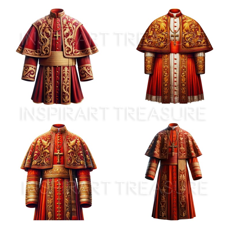 Cardinal Ceremonial Robe Clipart Pope Robe Art Fantasy Priest Dress for ...