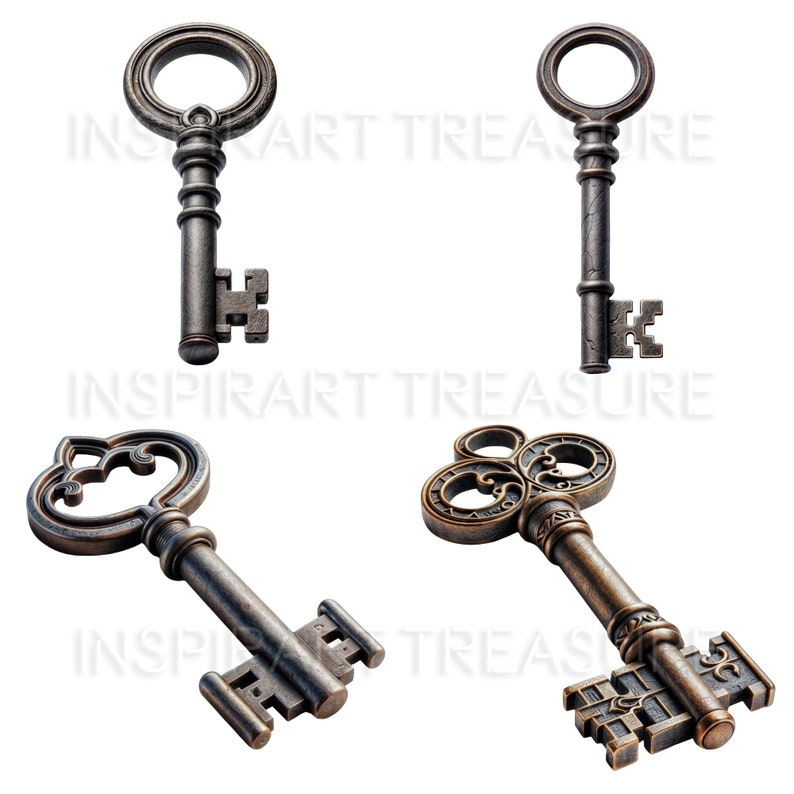 Mystical Key Clipart Antique Key Printable Art Rustic Gate Key Clipart ...