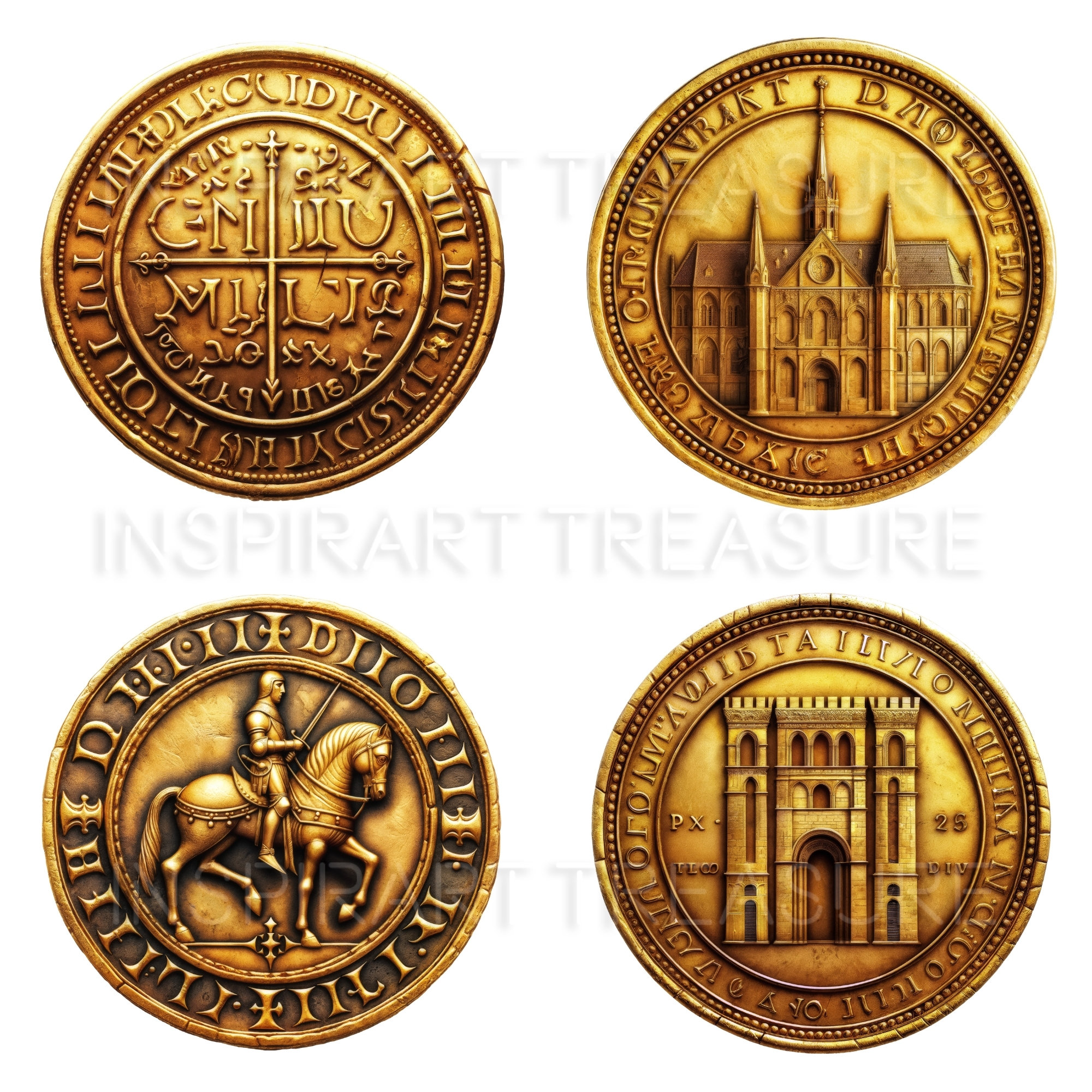 Fantasy Gold Coins Clipart, DND Coins Gold PNG Fantasy Currency Art ...