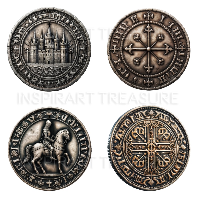 Fantasy Metal Coins Clipart, DND Metal Coin PNG Fantasy Currency Art ...