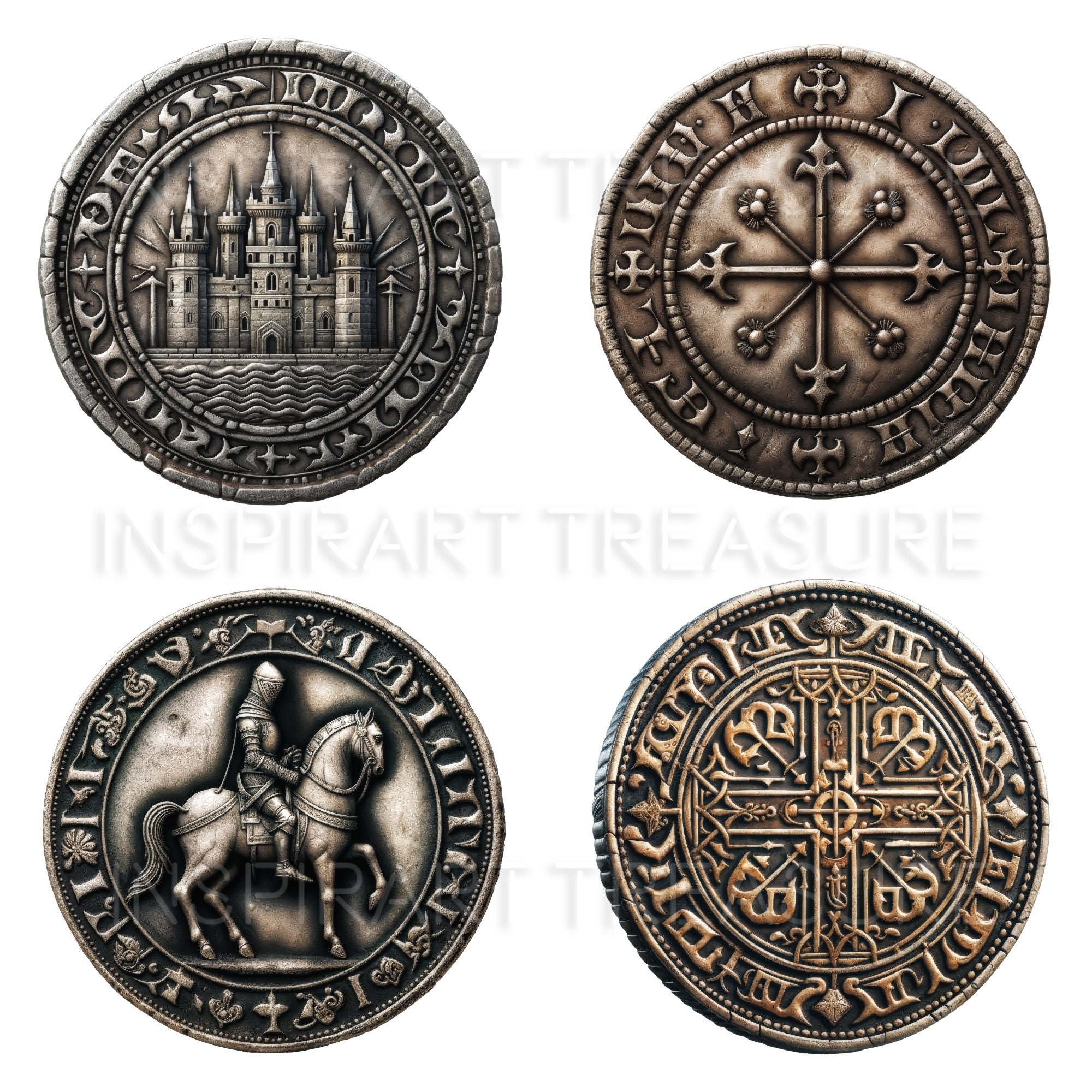 Fantasy Metal Coins Clipart, DND Metal Coin PNG Fantasy Currency Art ...