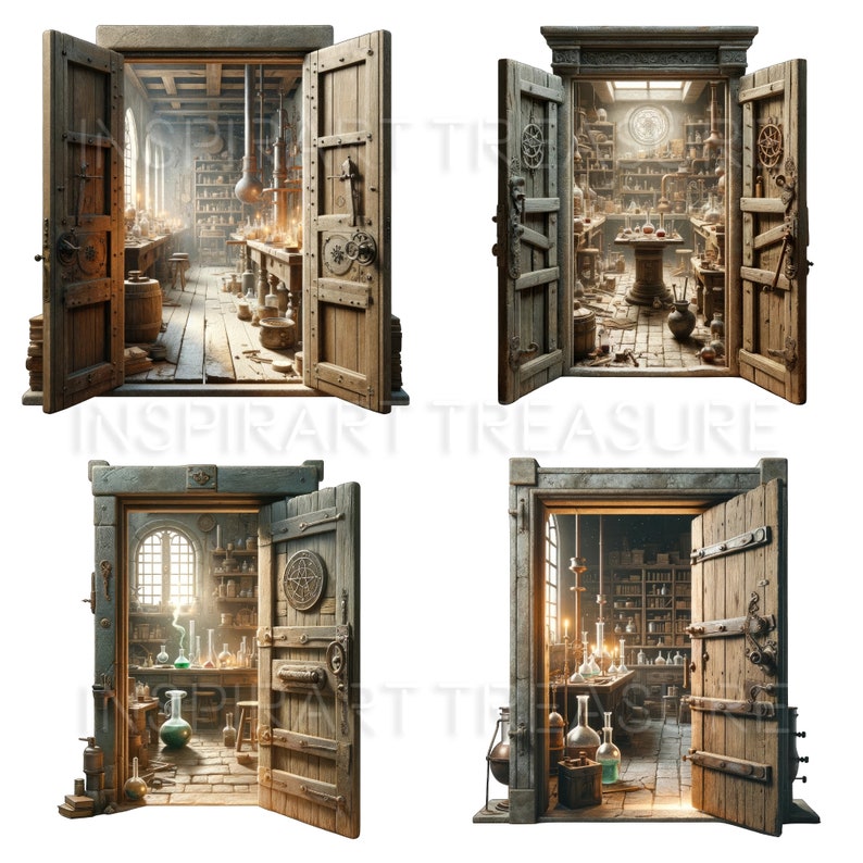 Alchemy Laboratory Clipart, Enchanting Wiccan Art, Ancient Mystic Lab ...
