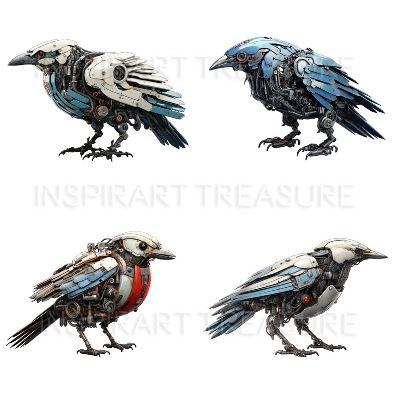 Futuristic Cybernetic Bird Clipart: Digital Art, Tech-inspired Avian ...
