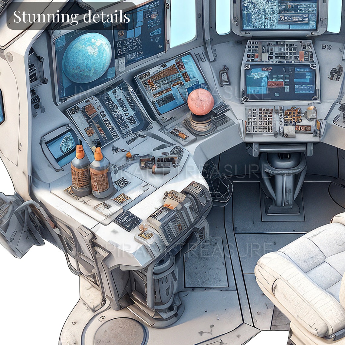 Watercolor Spaceship Cockpit PNG Clipart Spaceship Junk Journal Page ...