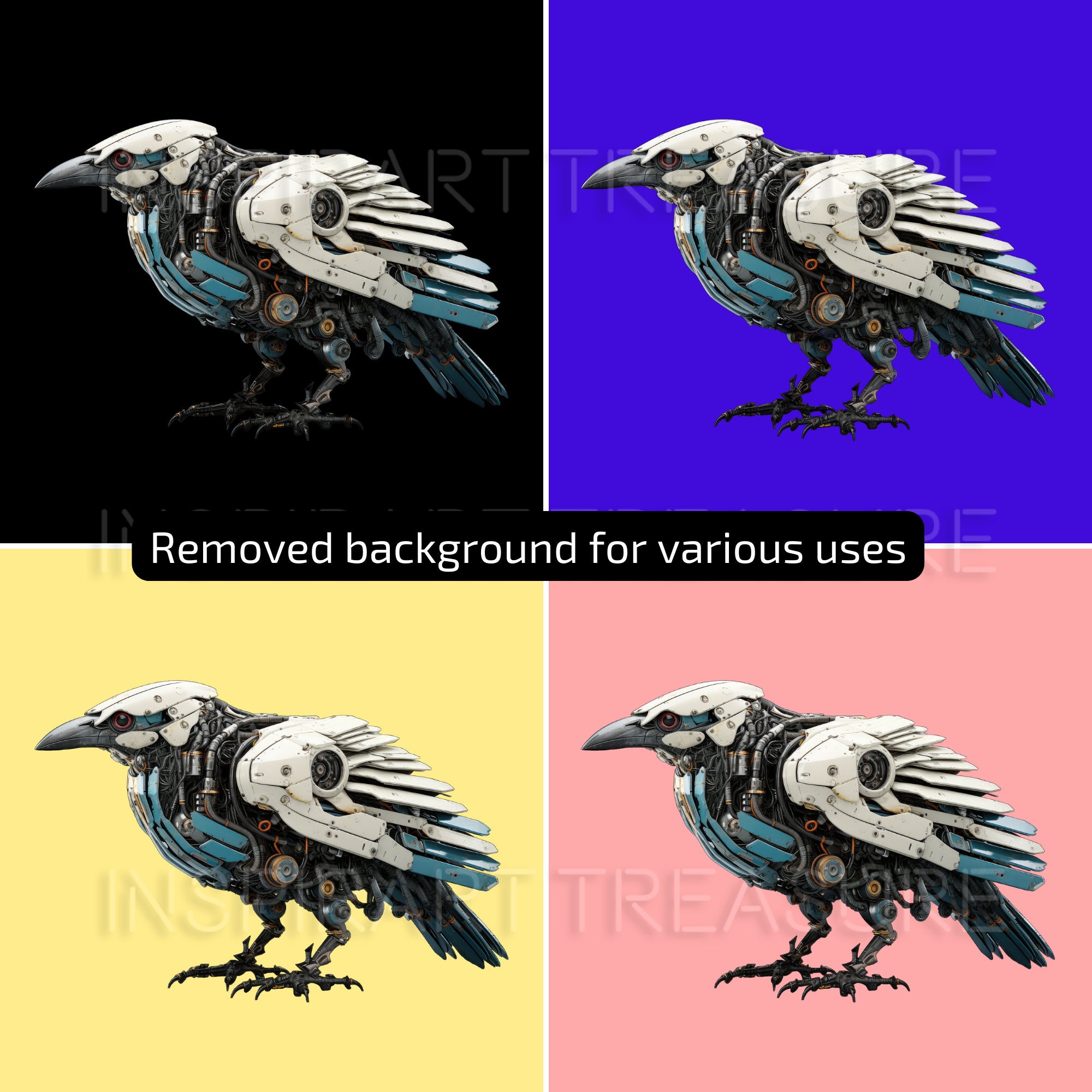 Futuristic Cybernetic Bird Clipart: Digital Art, Tech-inspired Avian ...