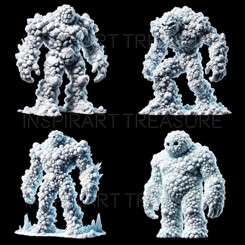 Snow Ice Golem Clipart, Mythical Creature PNG Fantasy Scrapbook Kit ...
