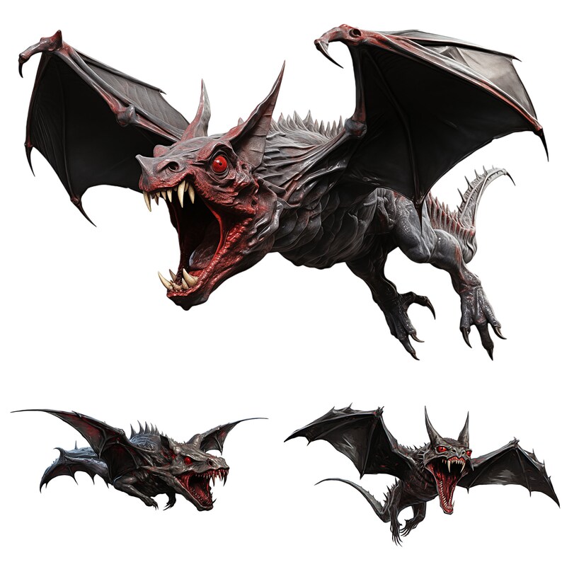 Digital Vampire Beast Clipart, Mysterious Horror Design, Halloween Gift ...