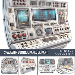 Watercolor Spaceship Control Panel Clipart Spaceship Junk Journal Page ...