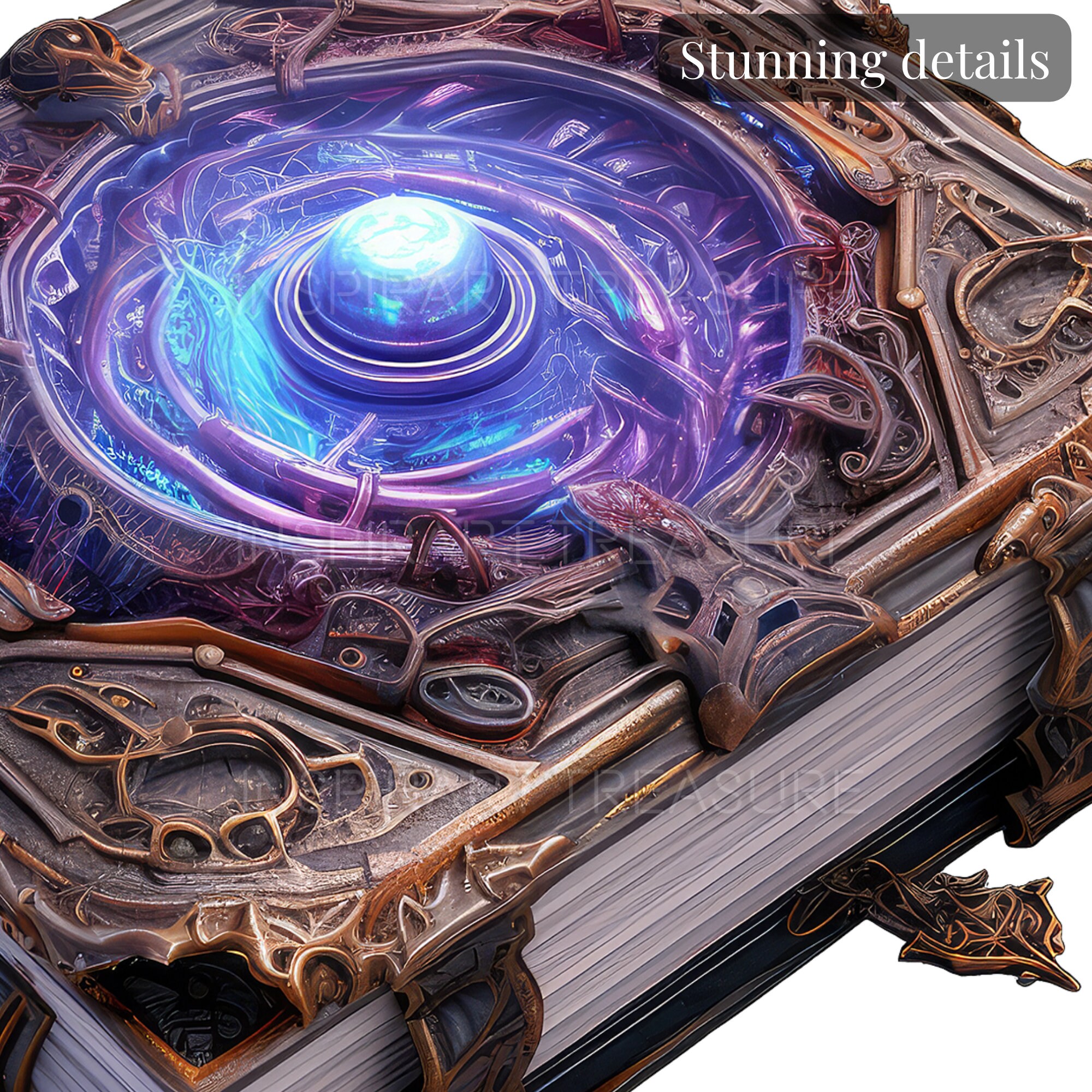 Printable Magic Spellbook 01, Fantasy Witchcraft Clipart, Digital ...