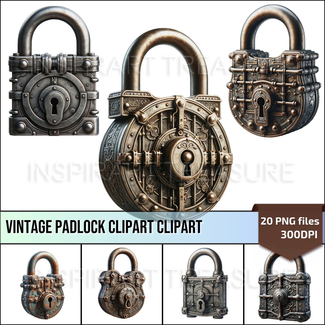 Antique Padlock Vintage Rustic Clipart PNG Images, DIY Crafts Project ...