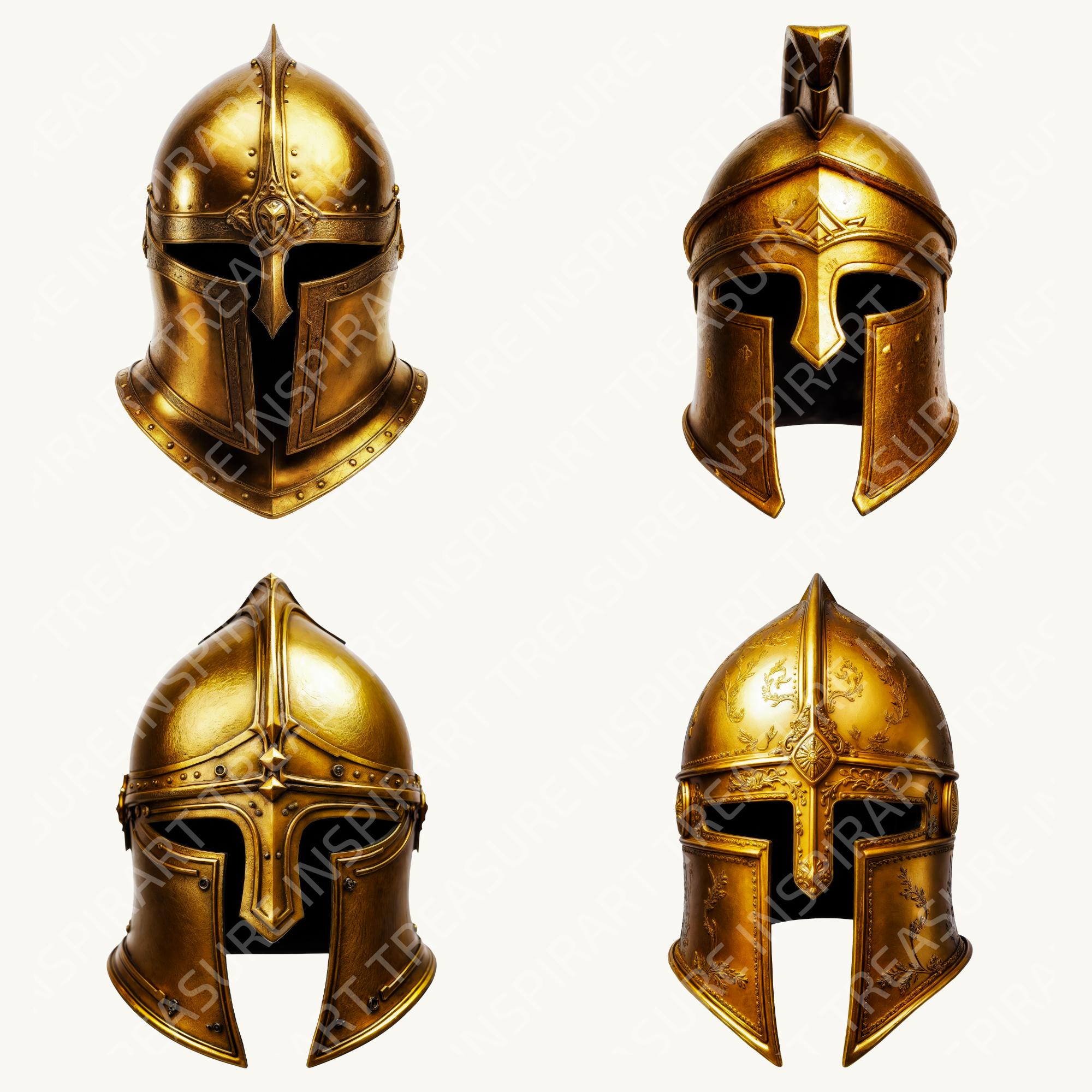 Fantasy Medieval Helmet Clipart Golden Warrior Helmet PNG Printable ...