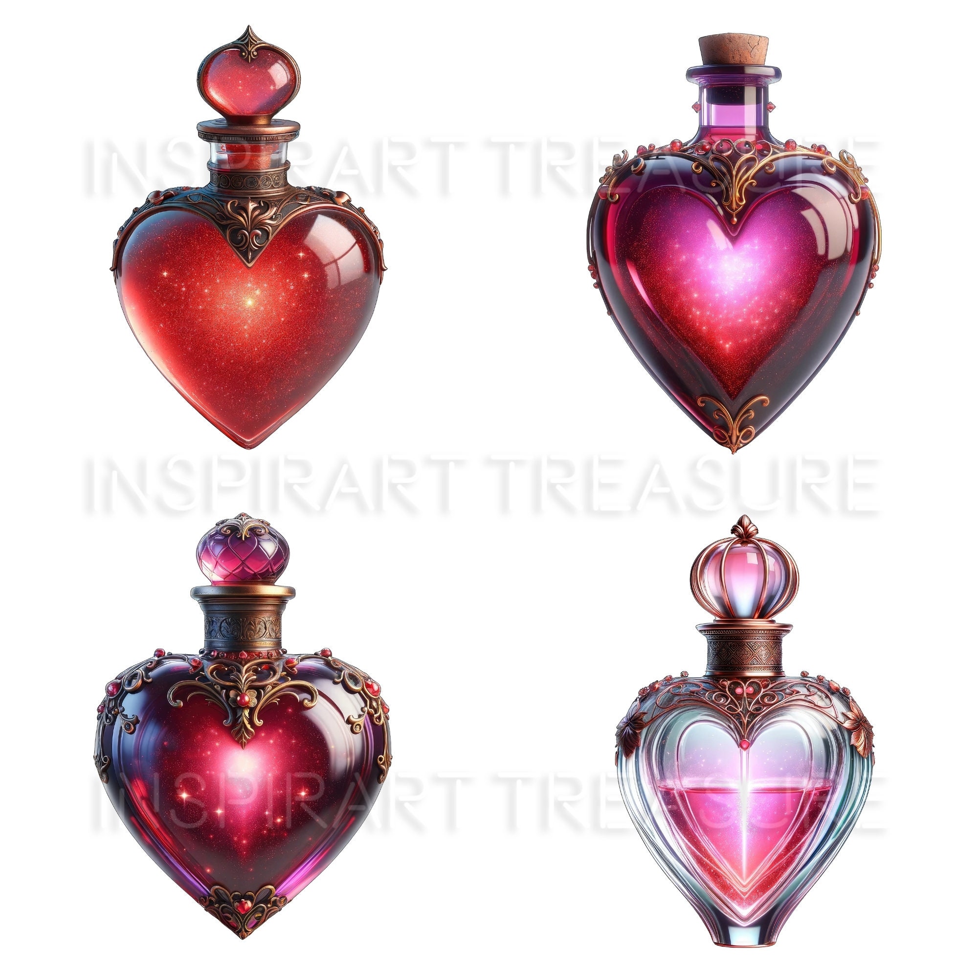 Whimsical Love Potion Bottle Clipart, Magical Potion Bottle, Digital ...