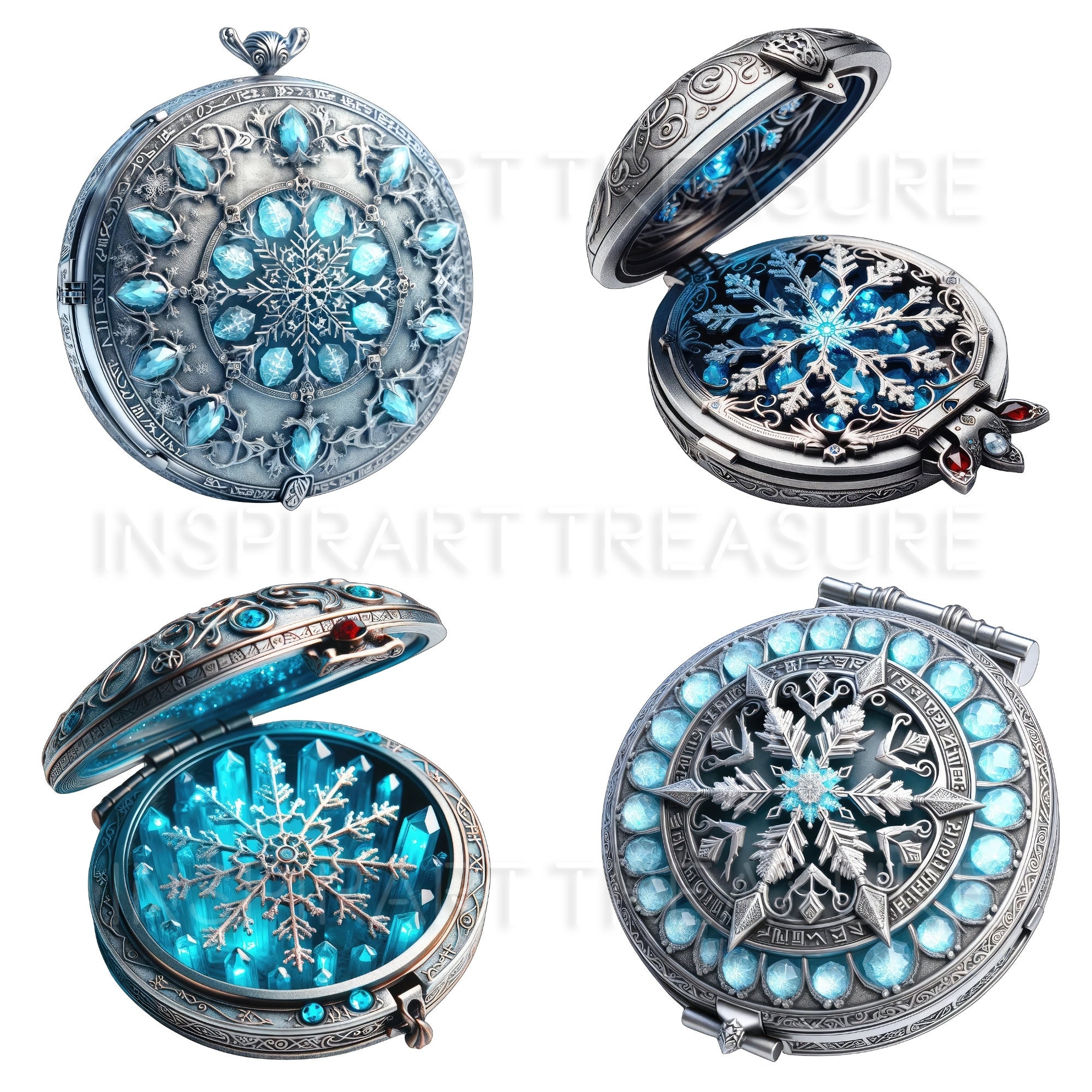 Enchanted Frost Locket Clipart, Enchanted Snowflake Digital Art ...