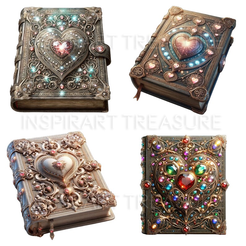 Magical Love Spellbook Clipart - Enchanted Amour Tome, Ornate Heart ...