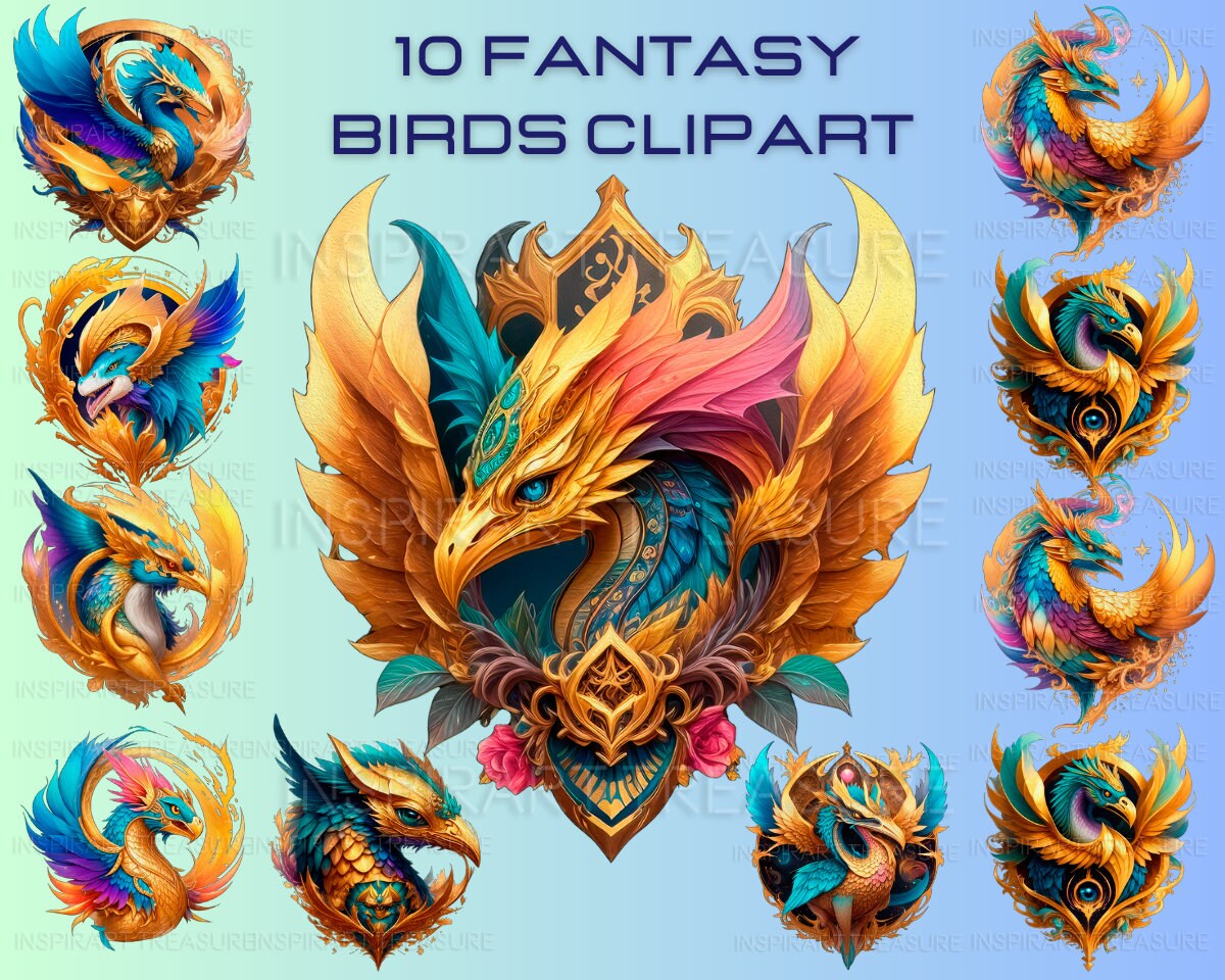 Fantasy Birds Clipart PNG Digital Scrapbook Magic Paper - Etsy