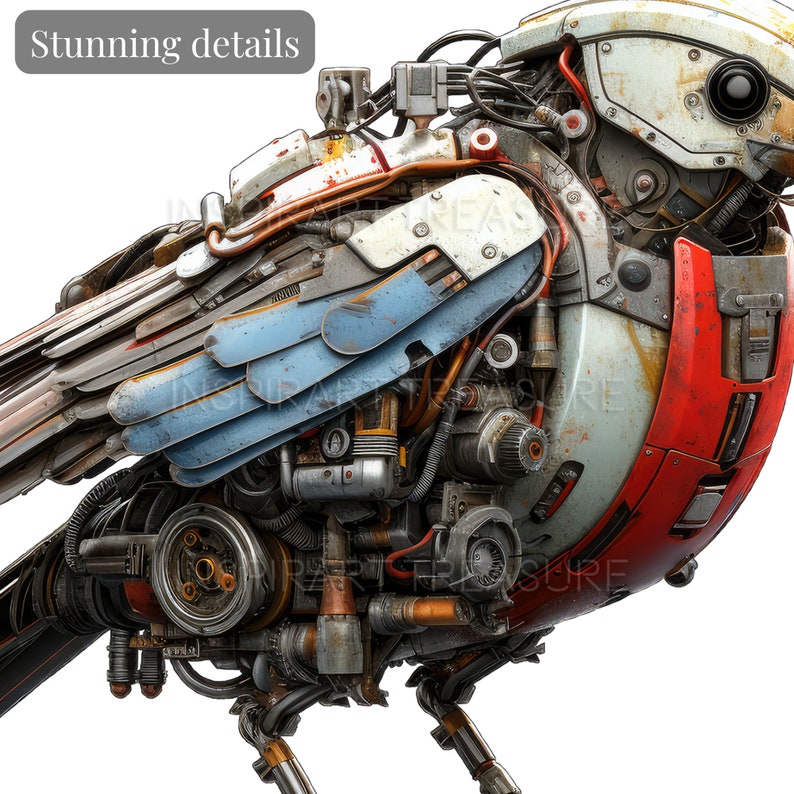 Futuristic Cybernetic Bird Clipart: Digital Art, Tech-inspired Avian ...
