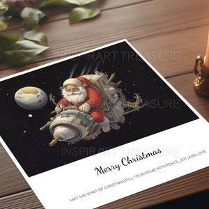 Printable Space Santa Claus Art, Quirky Christmas Wall Decor, Fun ...