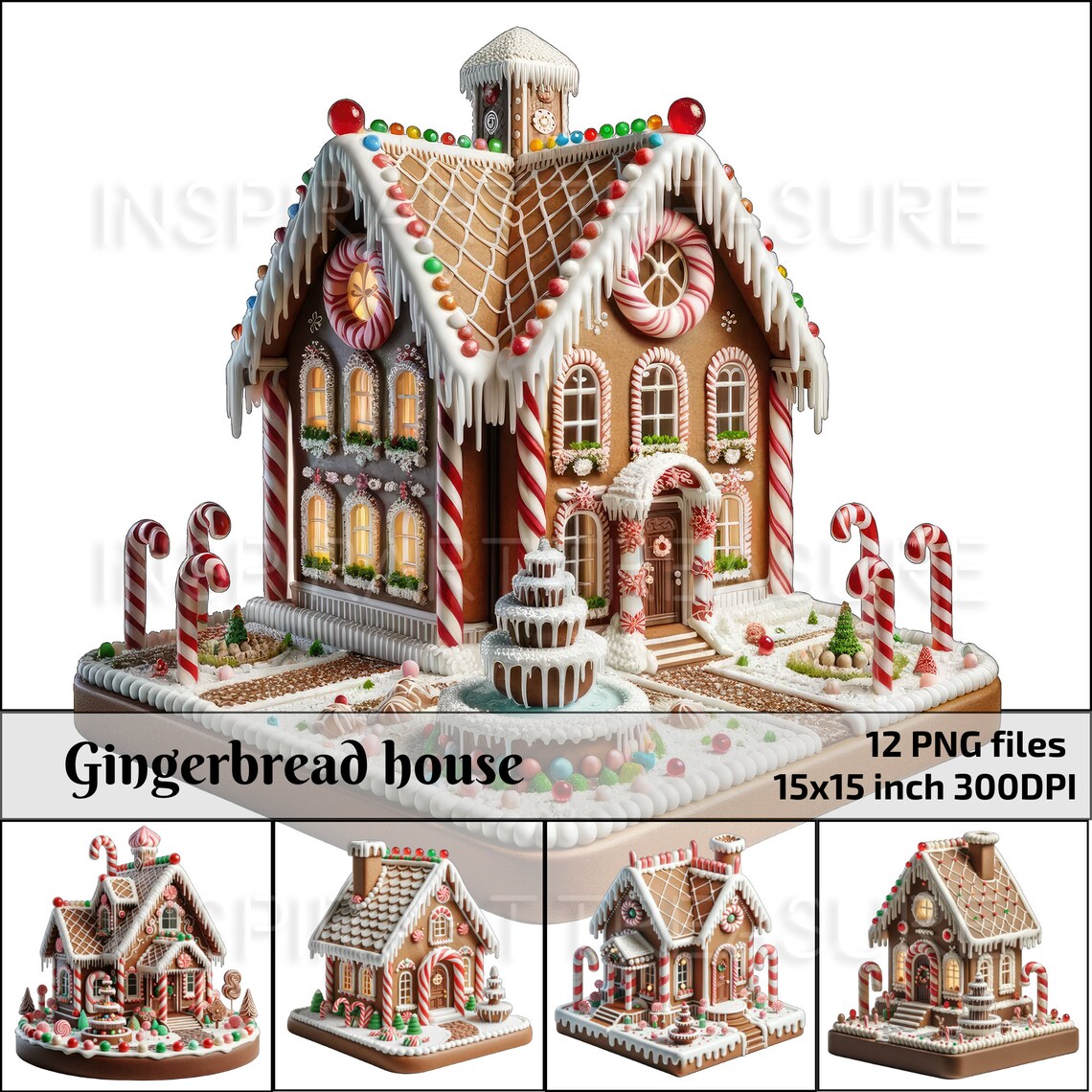 Gingerbread House Clipart With Marzipan Yard and Chocolate Fountain ...