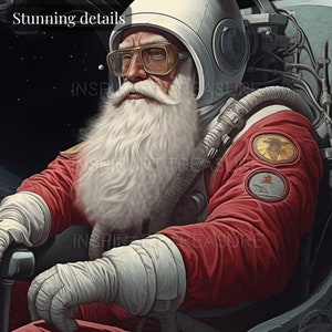 Printable Space Santa Claus Art, Quirky Christmas Wall Decor, Fun ...