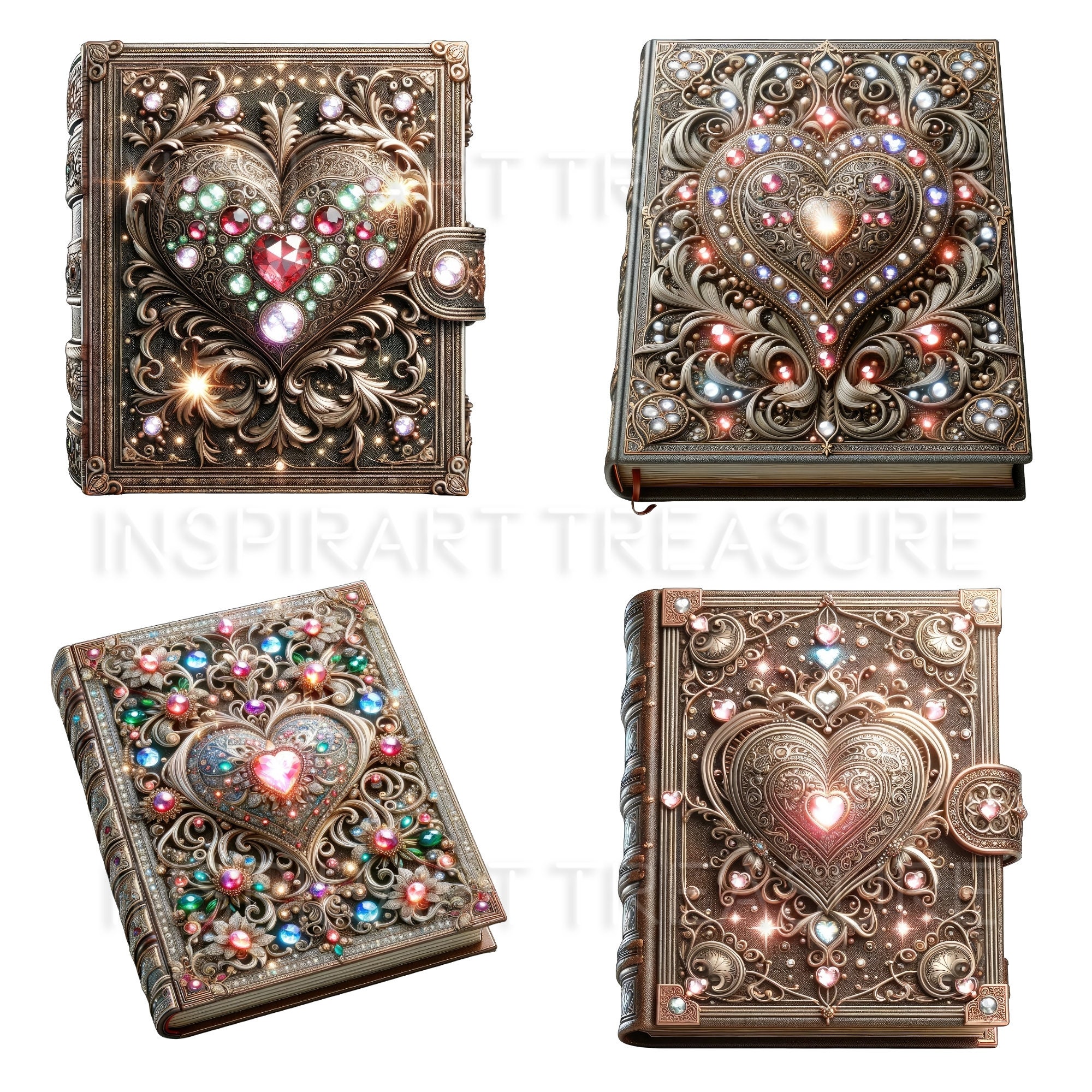 Magical Love Spellbook Clipart Enchanted Amour Tome, Ornate Heart ...