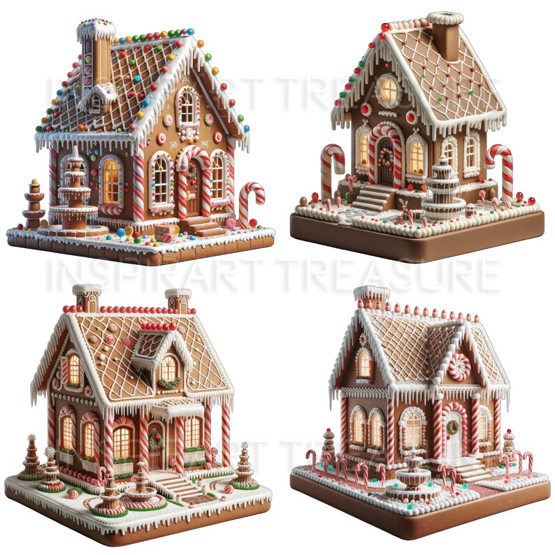 Gingerbread House Clipart With Marzipan Yard and Chocolate Fountain ...