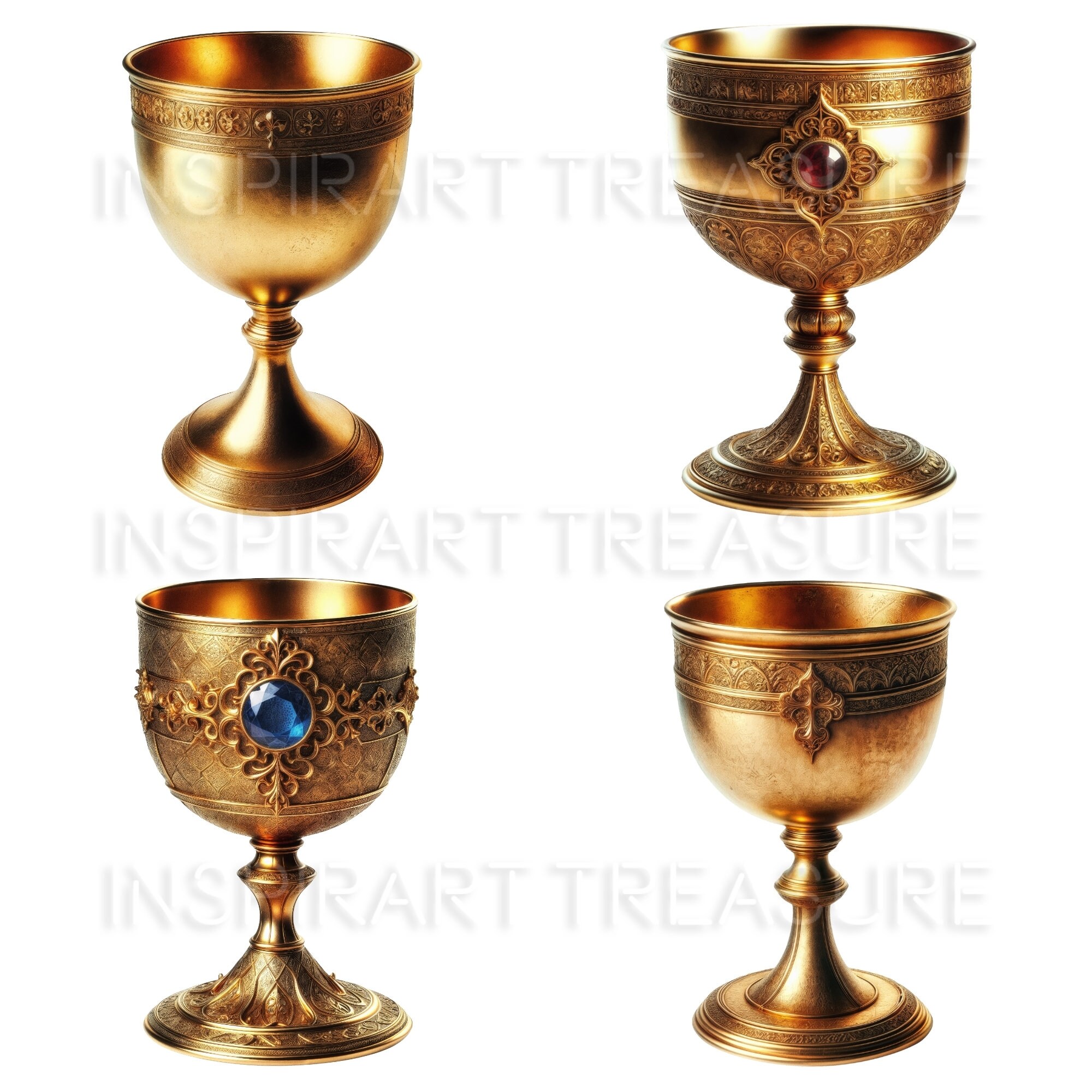 Fantasy Gold Wine Goblet Clipart PNG Medieval Ceremonial Chalice Gold ...