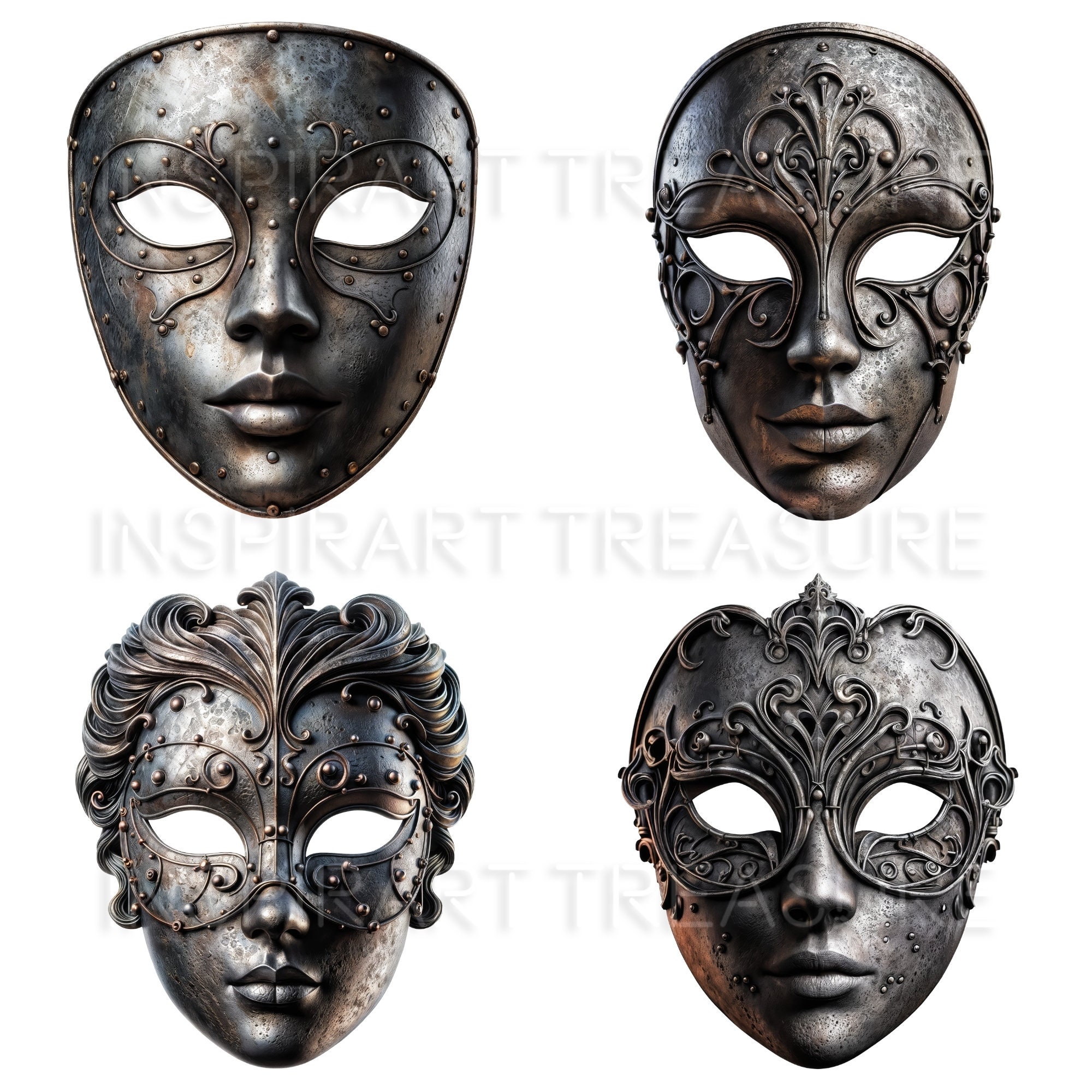 Iron Masquerade Mask Clipart PNG Carnival Masks for Woman, Ideal for ...