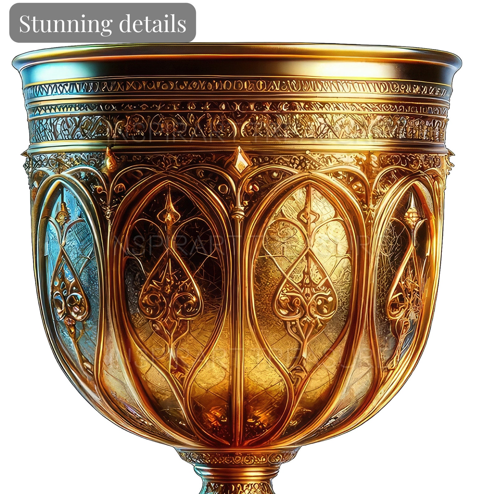 Golden Crystal Fantasy Goblet Clipart, Medieval Wine Glass Design, Wine ...