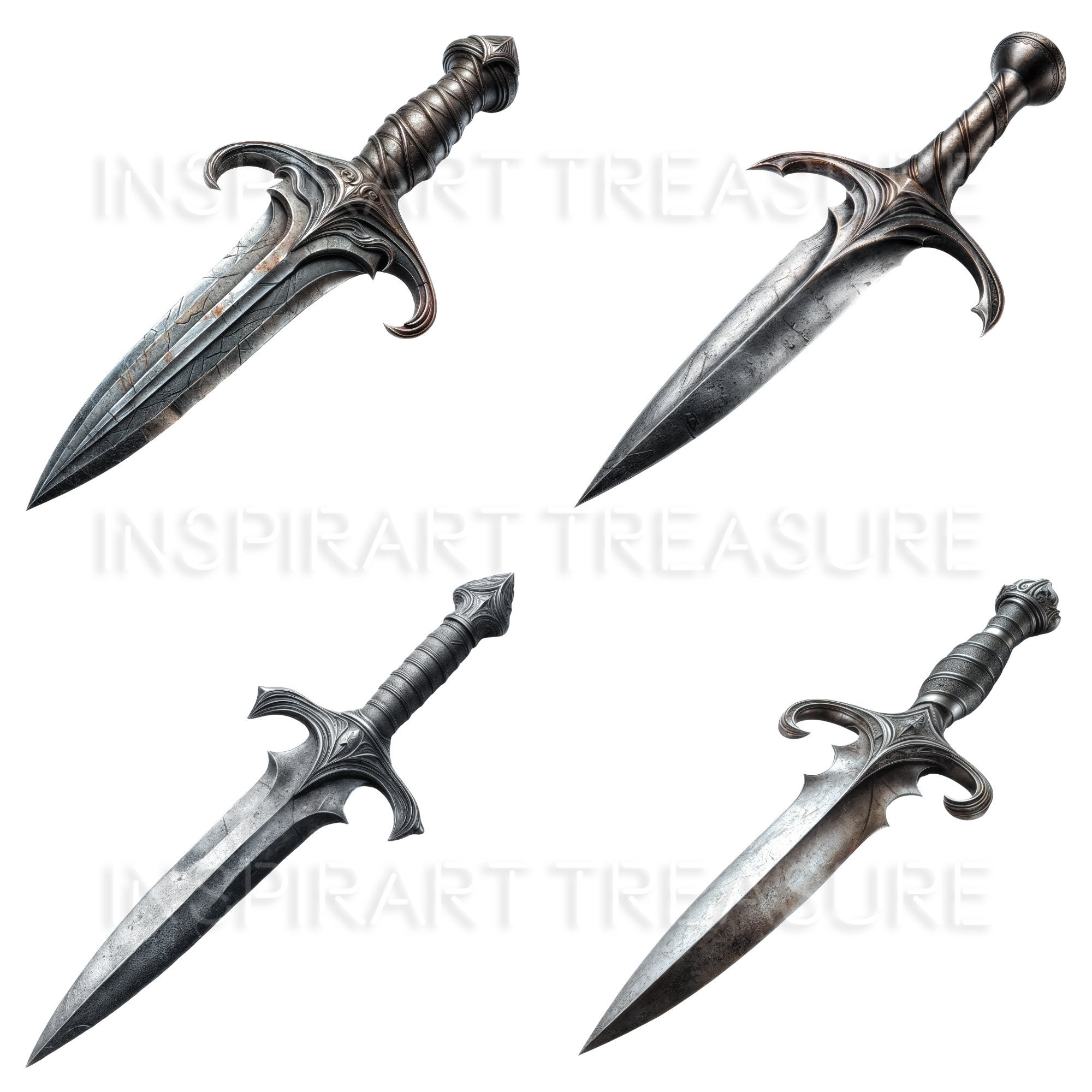 Fantasy Iron Dagger Clipart Bundle, Medieval Dagger Designs for DIY ...