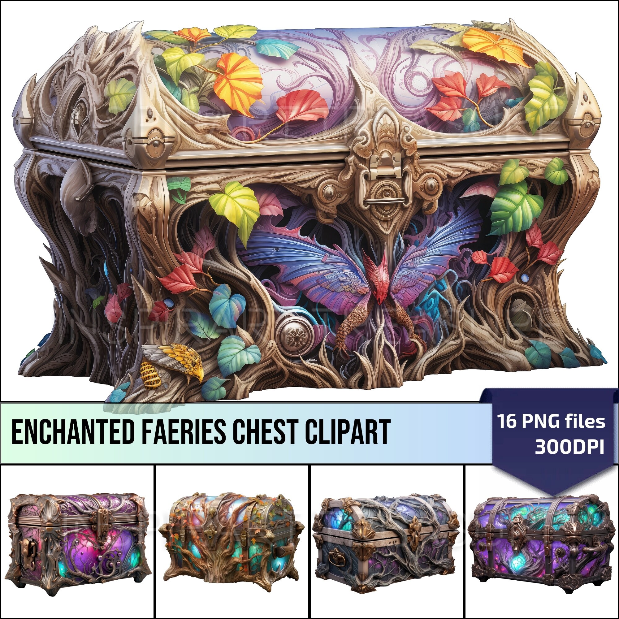 Mystical Printable, Enchanted Faeries Chest Clipart, Magic Crafting Kit ...