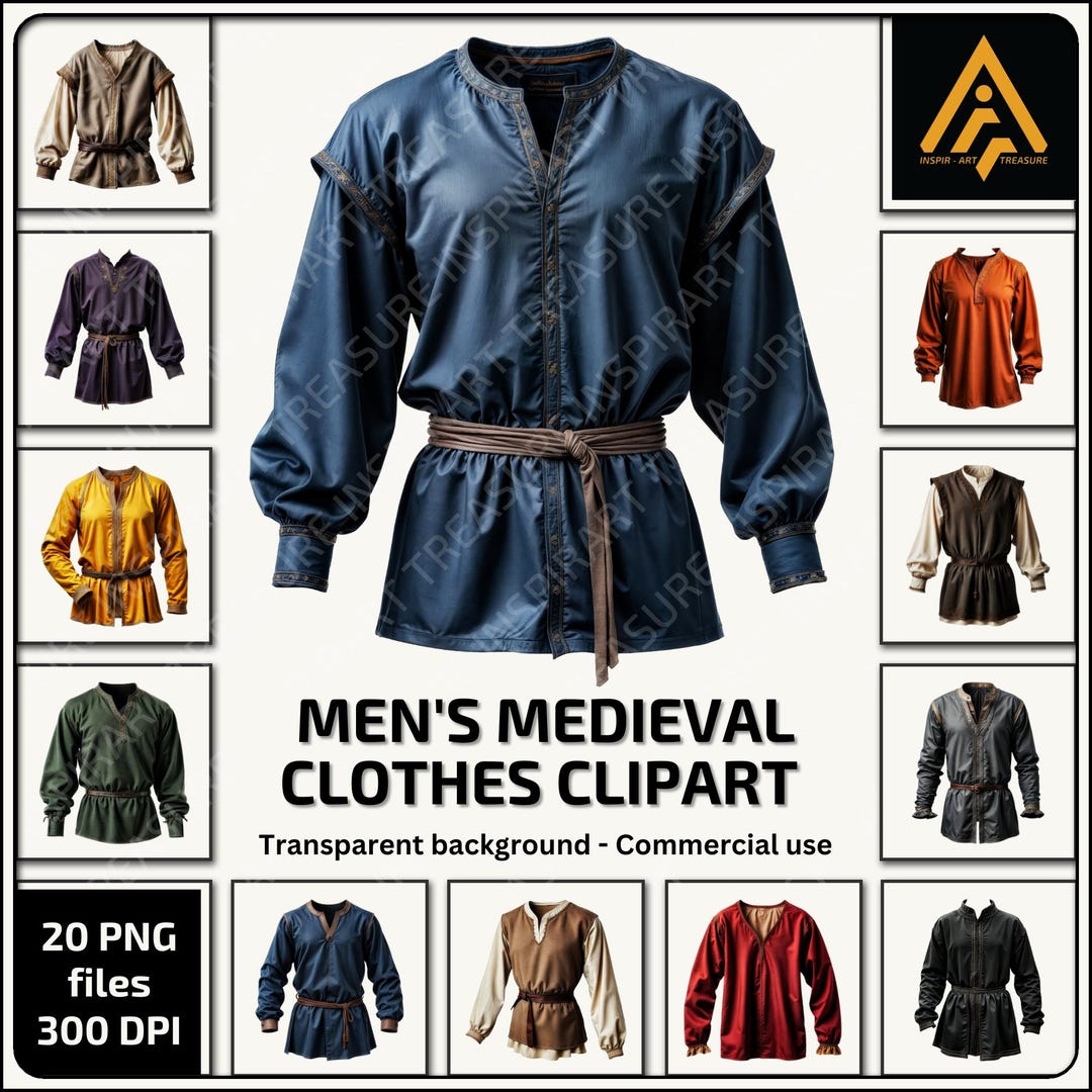 Digital Men's Medieval Tunic Clipart Historical Clothing PNG Medieval ...