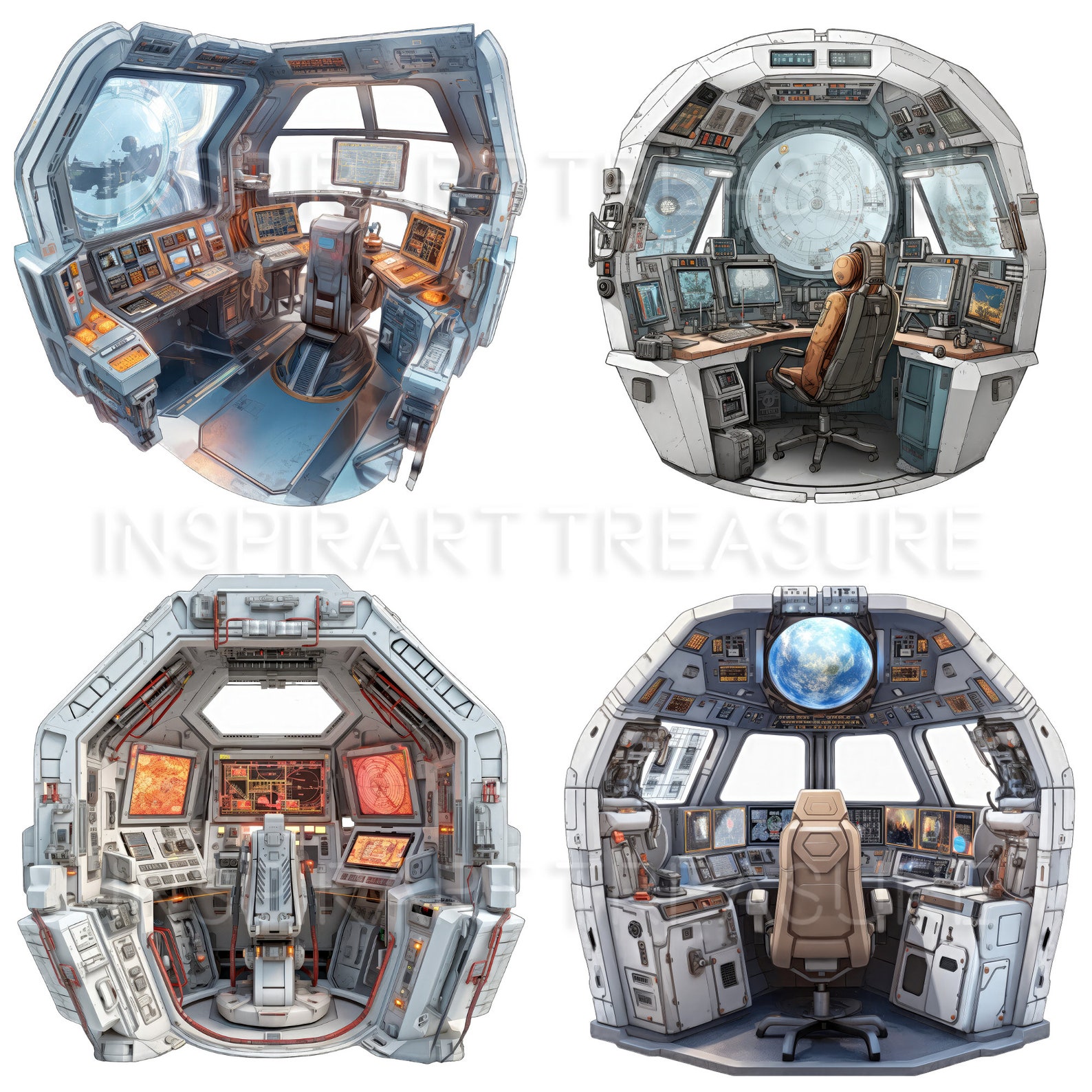 Watercolor Spaceship Cockpit PNG Clipart Spaceship Junk Journal Page ...