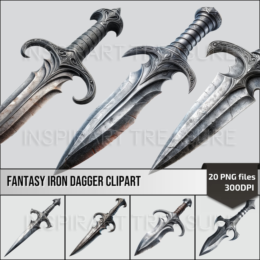 Fantasy Iron Dagger Clipart Bundle, Medieval Dagger Designs for DIY ...