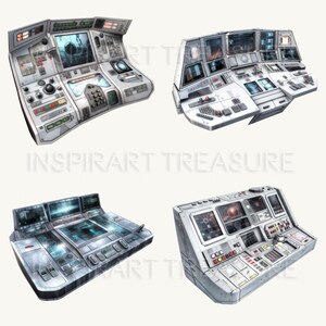 PNG Spaceship Control Panel Clipart Watercolor, Sci-fi Digital ...