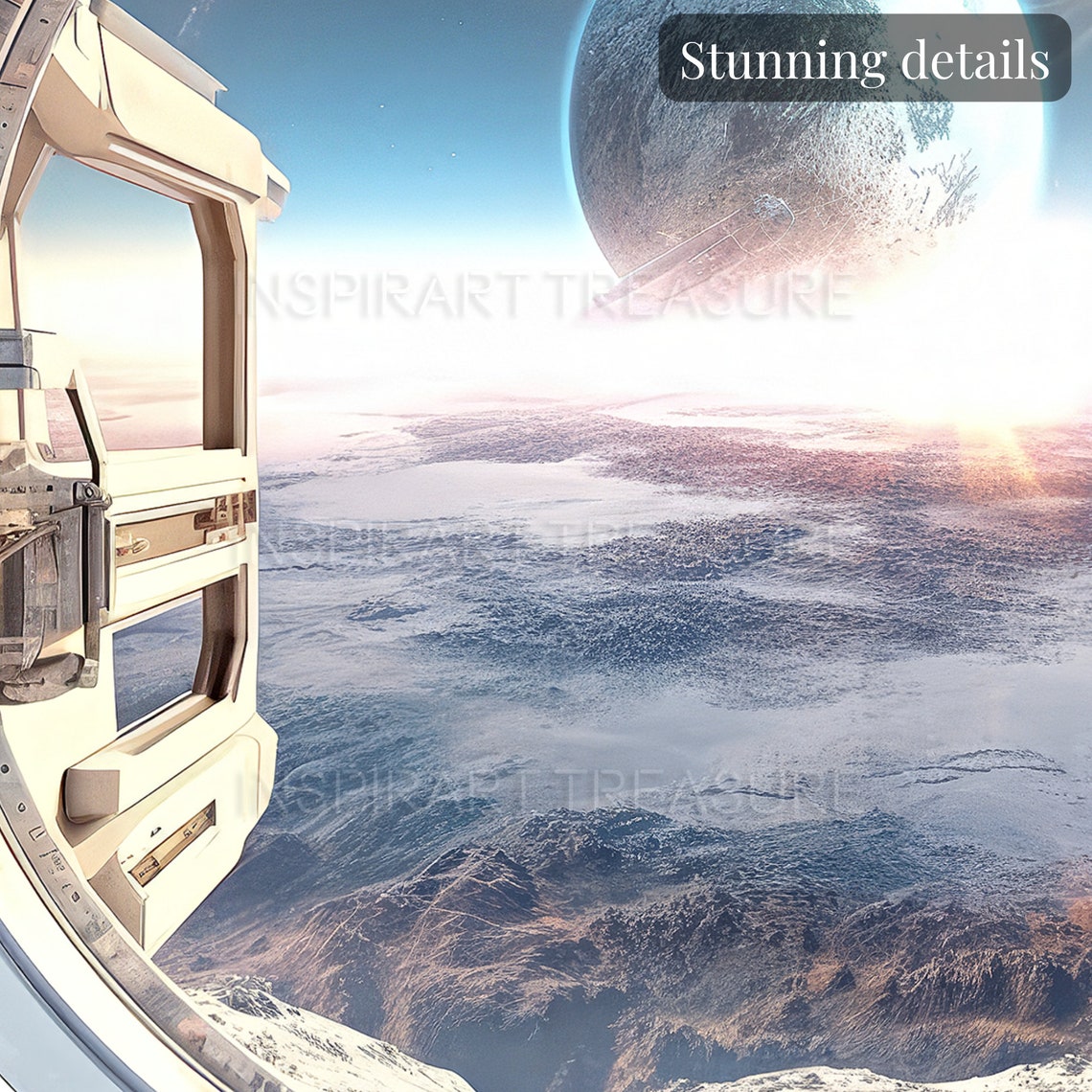 Sci Fi Watercolor Spaceship Window Clipart, Digital Scrapbook Paper Kit ...