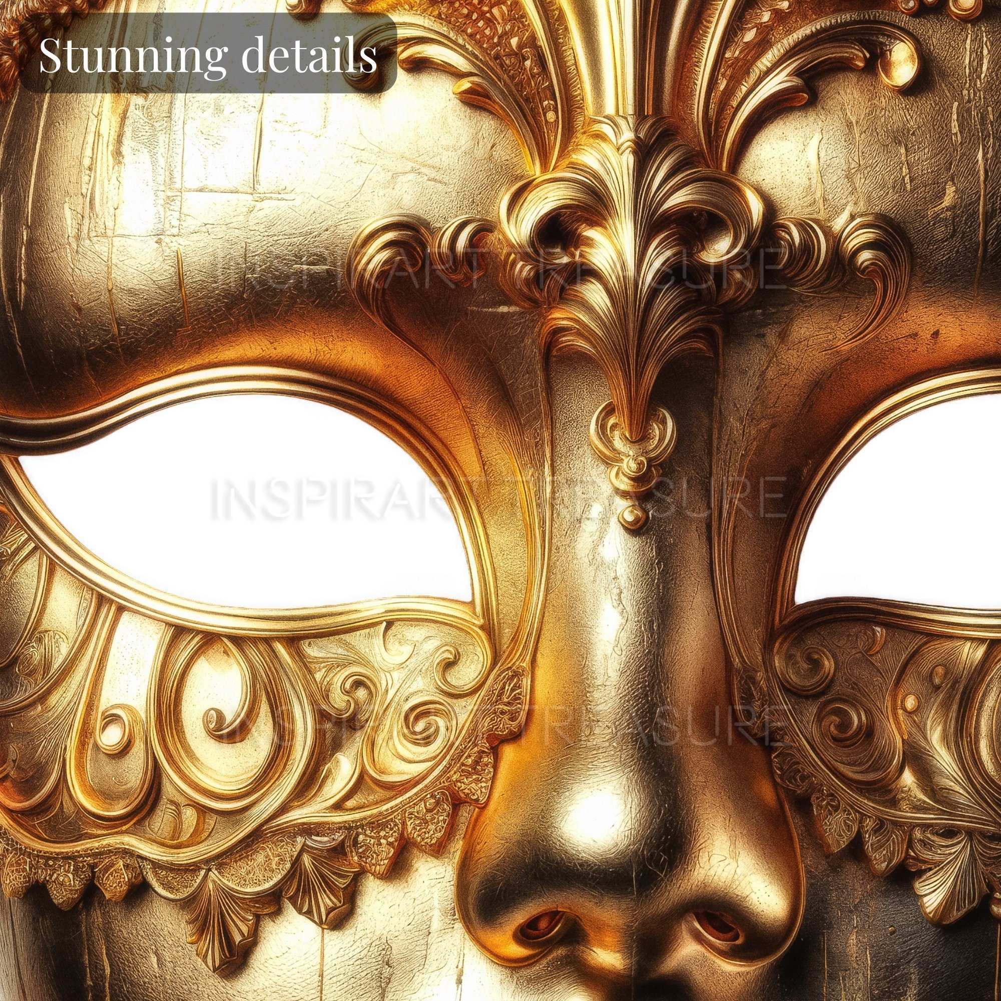 Gold Masquerade Mask Clipart PNG Carnival Masks for Woman, Ideal for ...