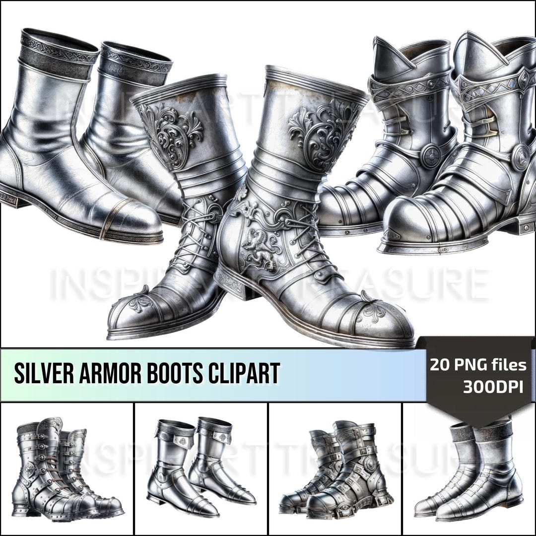 Silver Armor Boots Clipart Medieval Combat Armor Shoes PNG Knight Armor ...