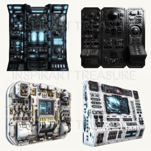 PNG Spaceship Control Panel Clipart Watercolor, Sci-fi Digital ...