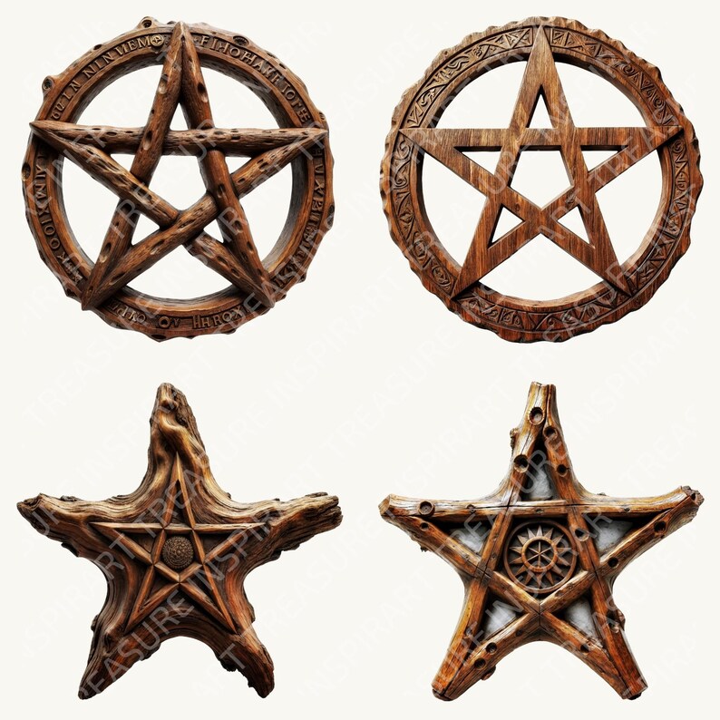 Wiccan Wood Pentagram PNG Clipart Printable Ritual Item PNG Mystical ...