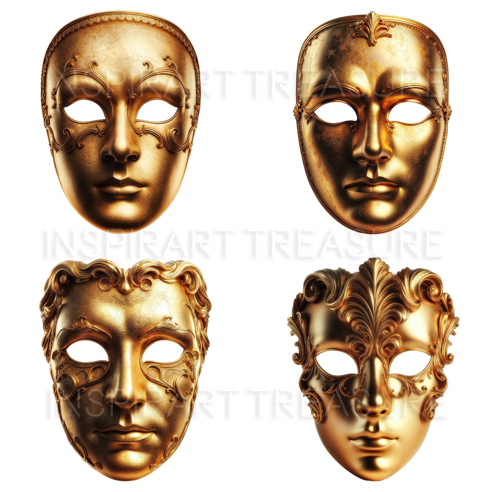 Gold Masquerade Mask Clipart PNG Carnival Masks for Man, Ideal for DIY ...