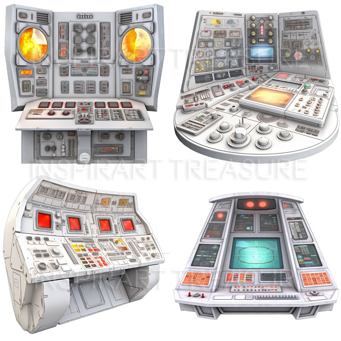 Watercolor Spaceship Control Panel Clipart Spaceship Junk Journal Page ...