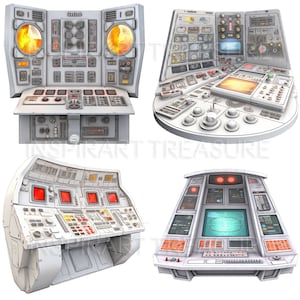 Watercolor Spaceship Control Panel Clipart Spaceship Junk Journal Page ...