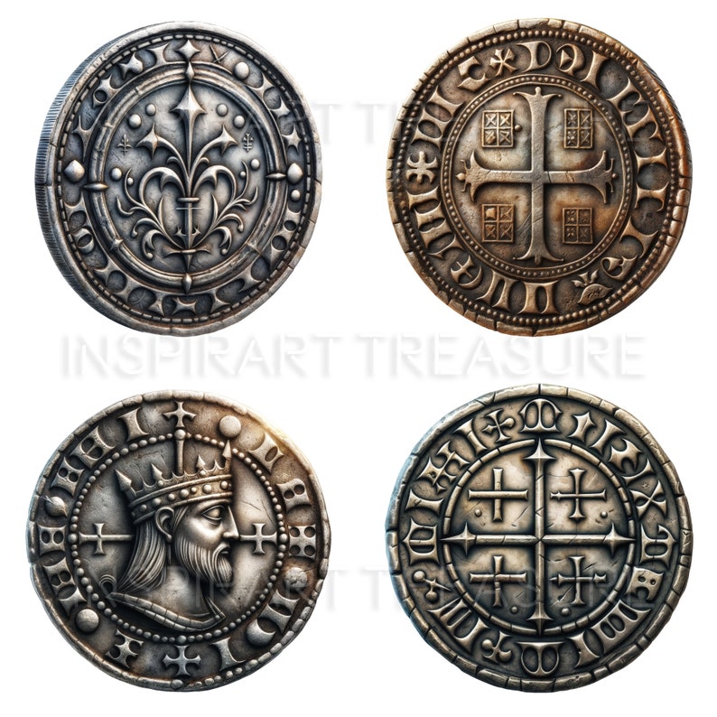 Fantasy Metal Coins Clipart, DND Metal Coin PNG Fantasy Currency Art ...