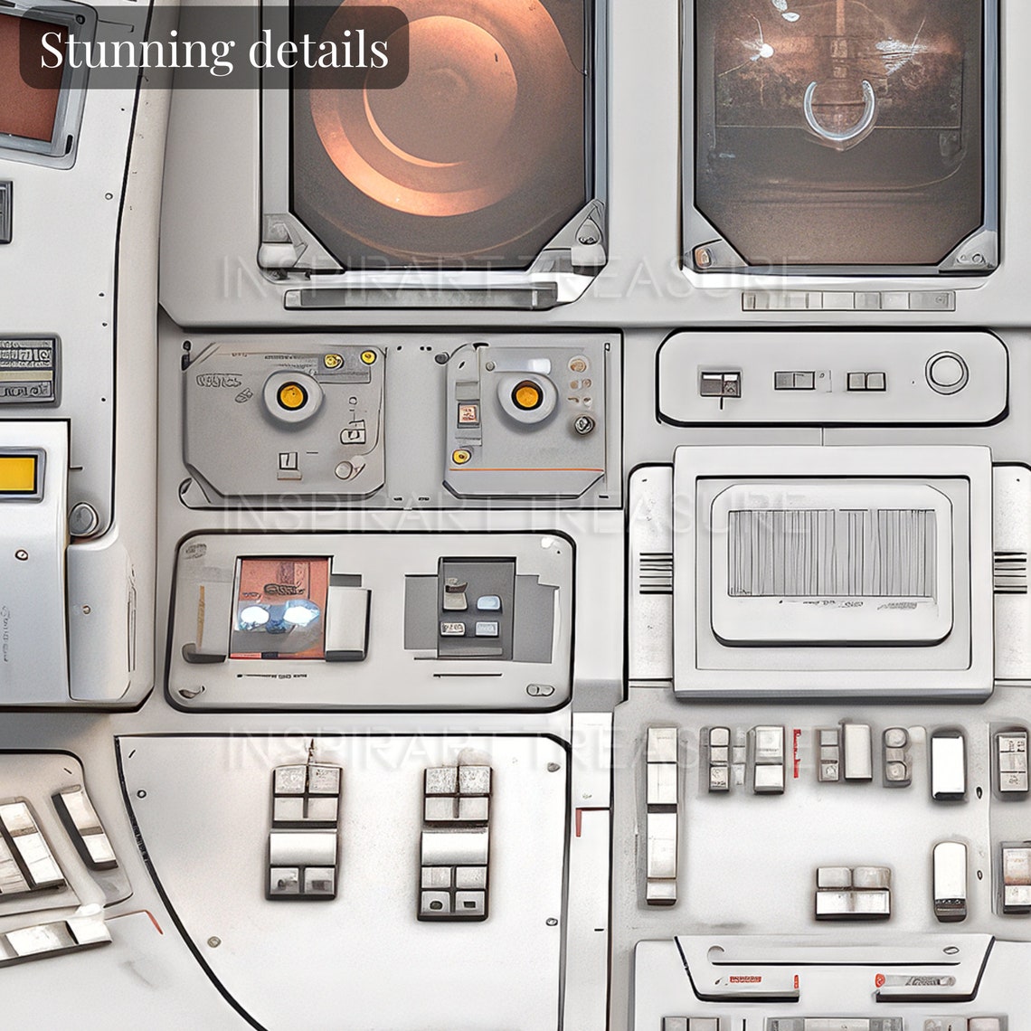 Watercolor Spaceship Control Panel Clipart Spaceship Junk Journal Page ...