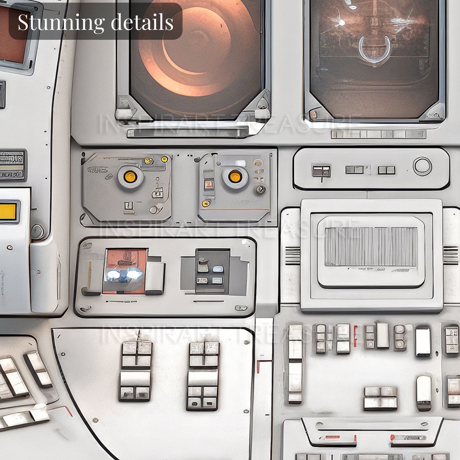 Watercolor Spaceship Control Panel Clipart Spaceship Junk Journal Page ...