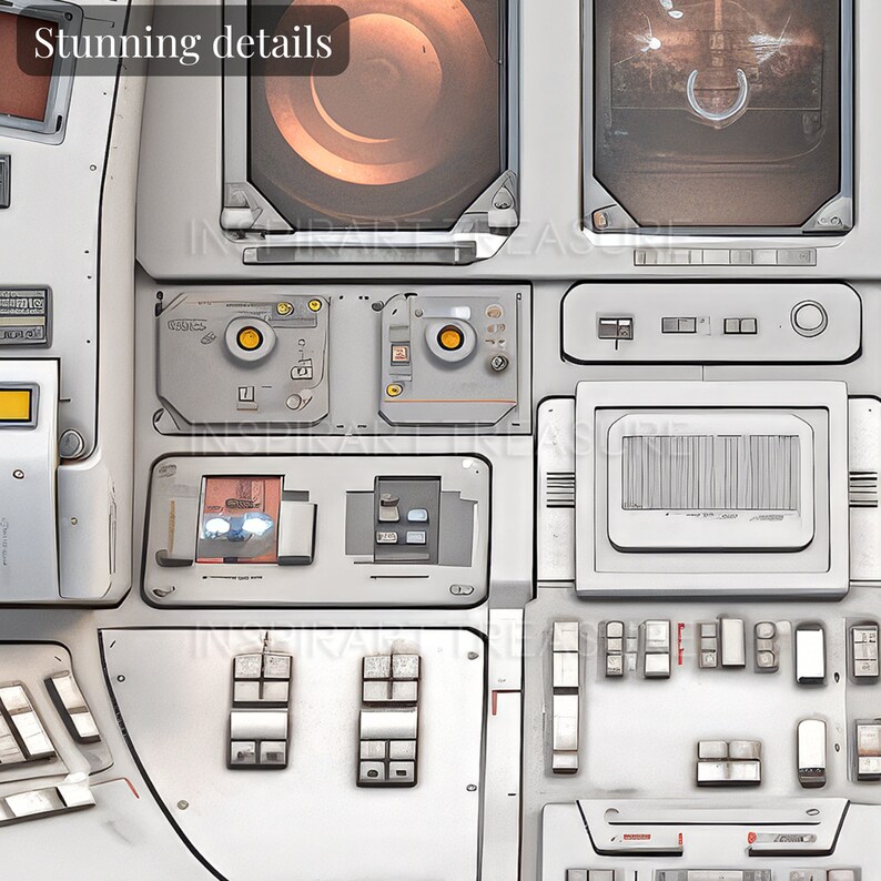 Watercolor Spaceship Control Panel Clipart Spaceship Junk Journal Page ...