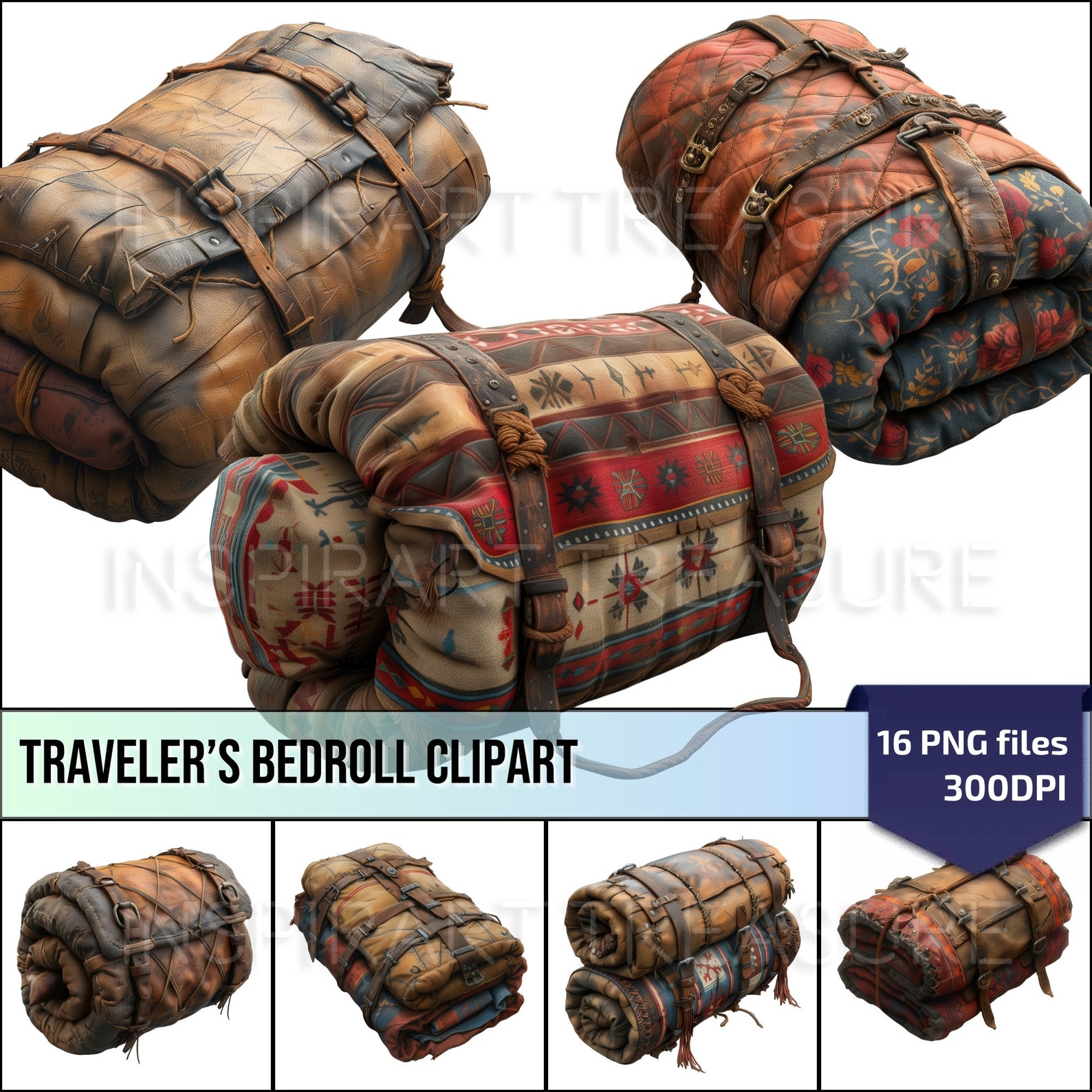 Rolled Travel Sleeping Bag Clipart, Bushcraft Bedroll for DIY Projects ...