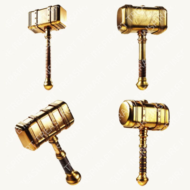 Golden War Hammer Clipart PNG Medieval Fantasy Weapon Combat Ready ...
