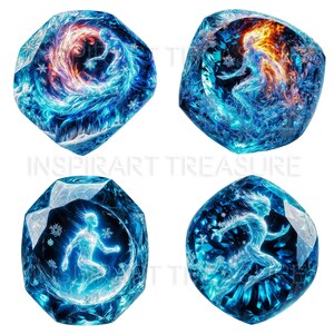 Ice Elemental Gemstone Clipart, Frozen Elements Crystal Gemstones PNG ...