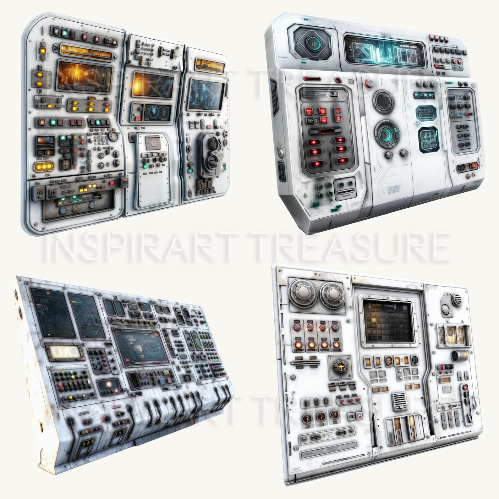 PNG Spaceship Control Panel Clipart Watercolor, Sci-fi Digital ...